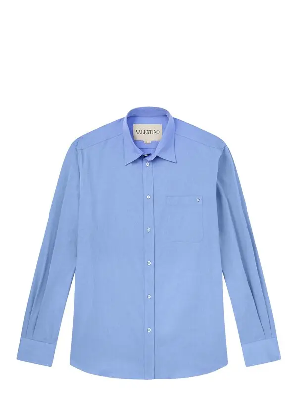 Valentino Garavani Vgold Cotton-poplin Shirt - Blue