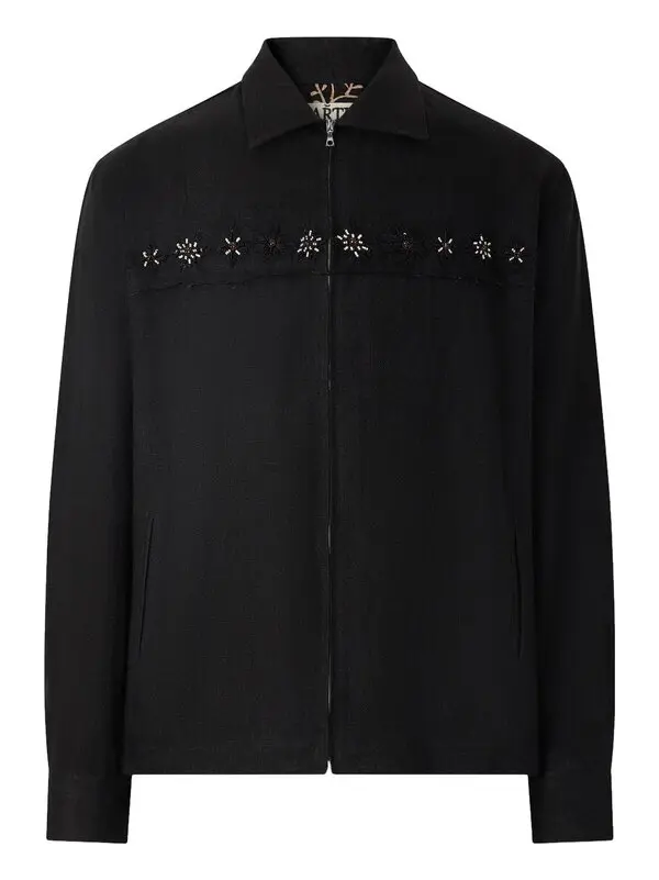 KARTIK RESEARCH Embroidered Linen Jacket - Black
