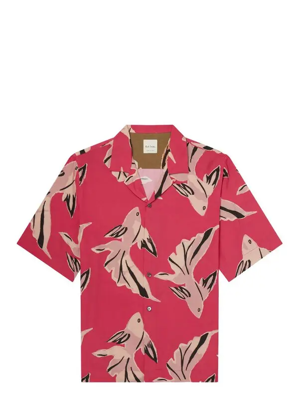 Paul Smith Camp-collar Printed Satin Shirt - Red
