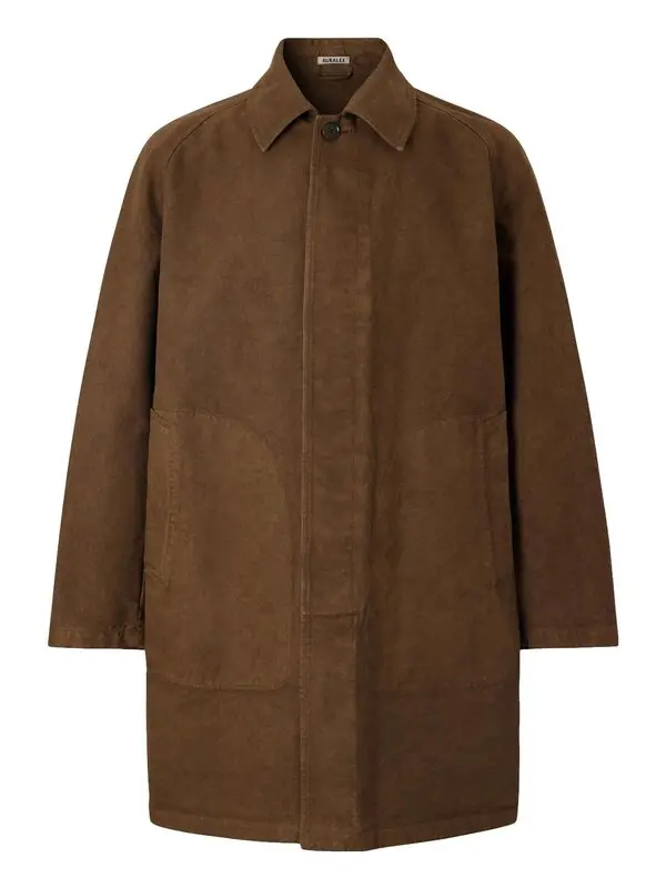 Auralee Garment-dyed Cotton-twill Overcoat - Brown