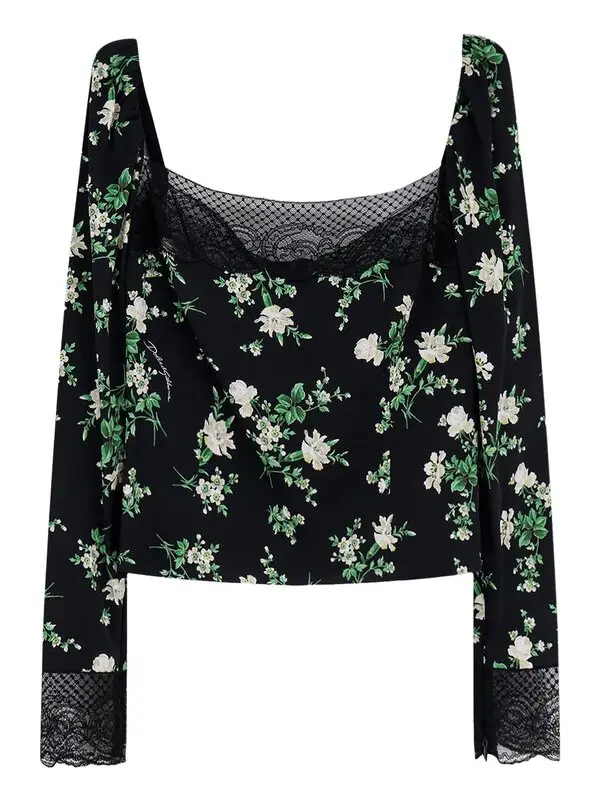 Dolce & Gabbana Floral Print Silk Top - Black