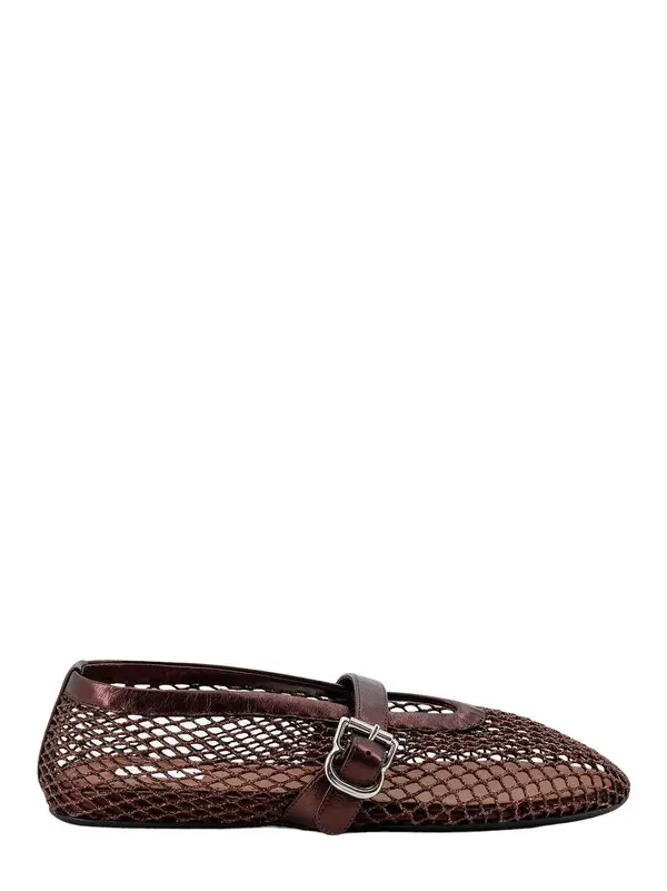 Alaïa Ballet Flats In Mesh And Leather - Brown
