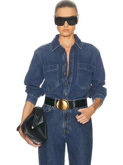 FRAME The Polished Shirt In Denim - Merlin