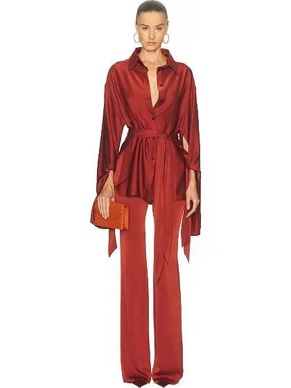 Atlein Oversized Knot Shirt - Brique