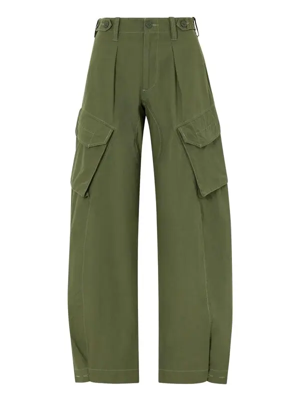 R13 Cotton Barrel-leg Cargo Pants - Army Green