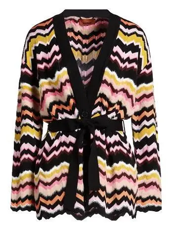 Missoni Intarsia Knit Cardigan With Belt - Pink