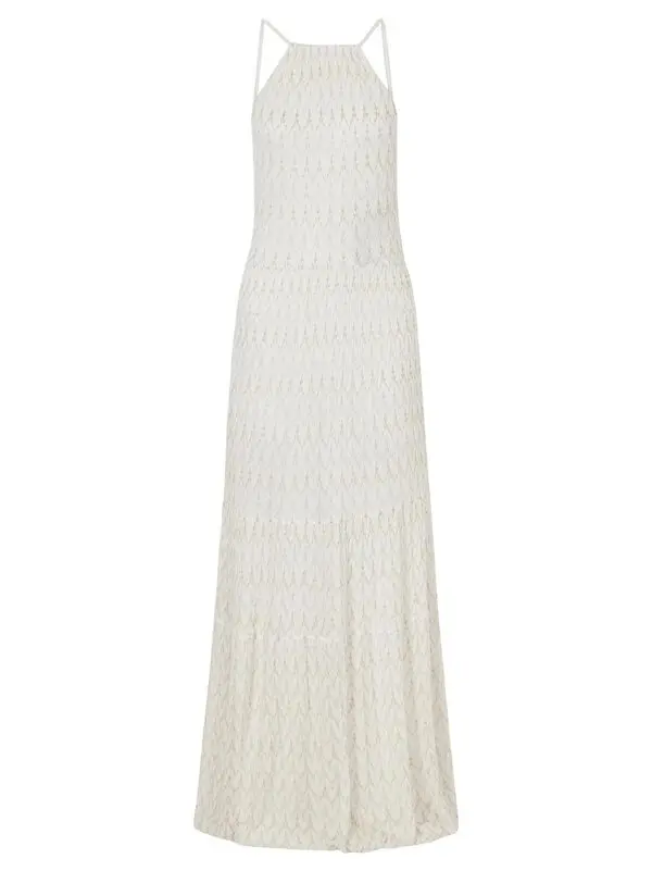 Missoni Metallic Crochet-knit Halterneck Maxi Dress - White