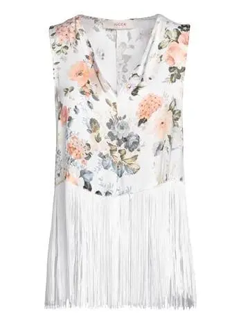 JUCCA Floral Print Viscose Top - Off White