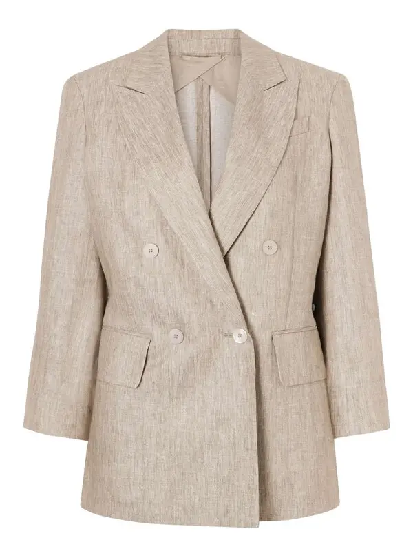 Max Mara Double-breasted Linen Blazer - Beige