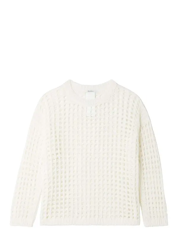Max Mara Crocheted Cotton Sweater - White