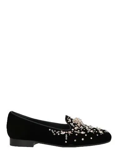 Rene Caovilla Loafers In Textile Fibers And Leather - Black