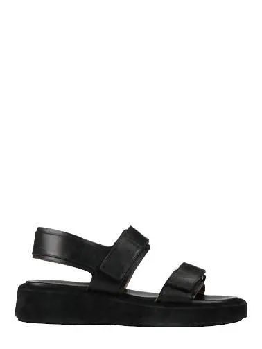 ATP ATELIER Leather Wedge Sandals - Black
