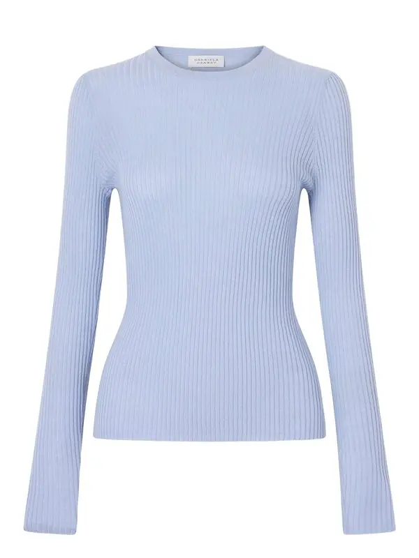 Gabriela Hearst Ribbed Cashmere And Silk-blend Sweater - Sky Blue