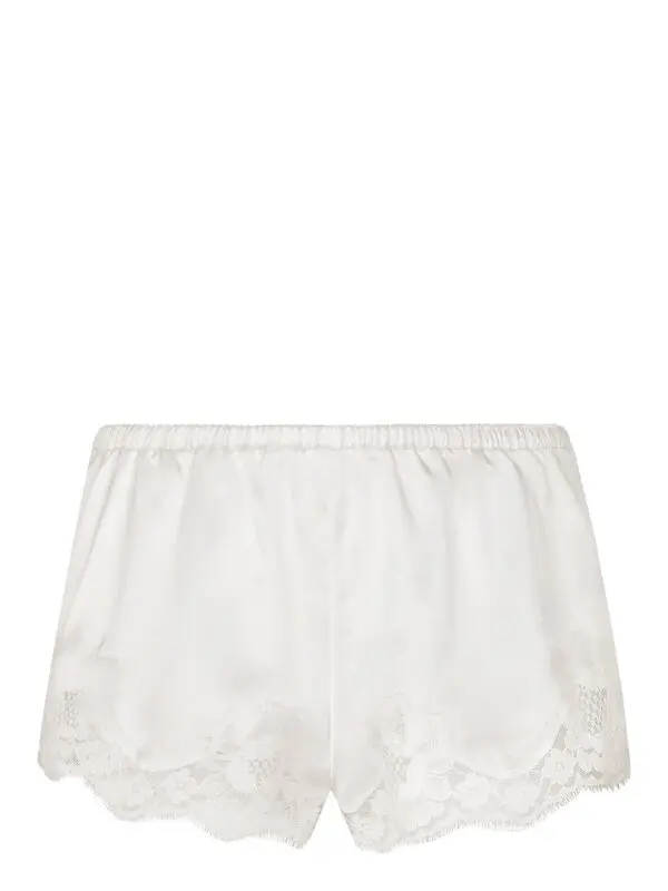 Dolce & Gabbana Satin Stretch Silk Shorts With Lace Detailing - White
