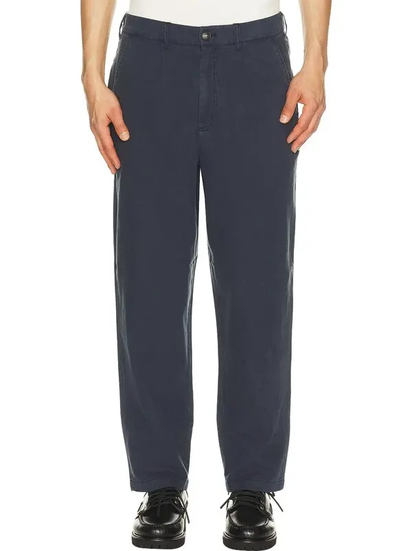 Barbour Relaxed Fit Cotton-linen Trousers - Navy