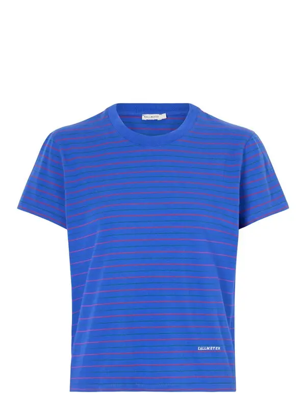 KALLMEYER Kenzie Embroidered Striped Cotton-jersey T-shirt - Cobalt Blue