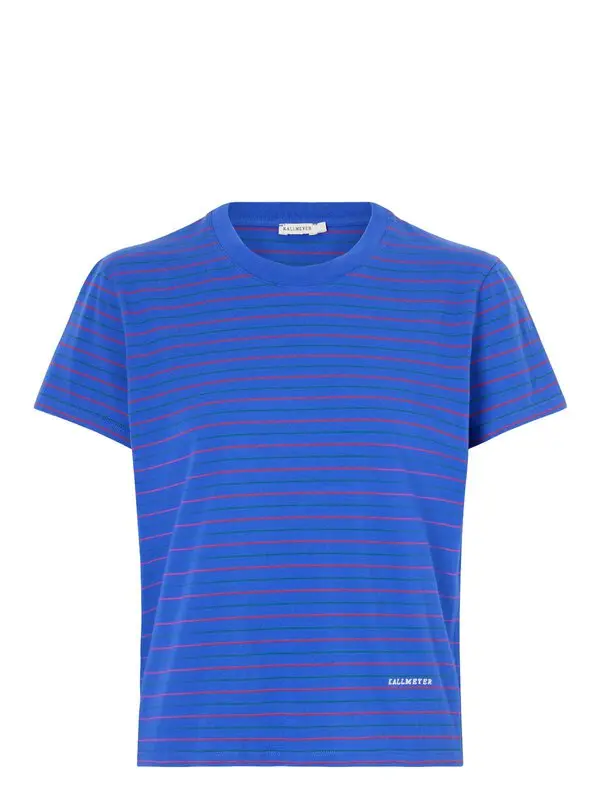 KALLMEYER Kenzie Embroidered Striped Cotton-jersey T-shirt - Cobalt Blue