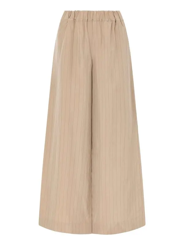 LIBEROWE Pinstriped Satin Palazzo Pants - Beige