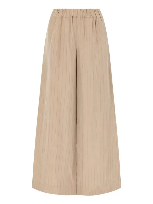 LIBEROWE Pinstriped Satin Palazzo Pants - Neutrals