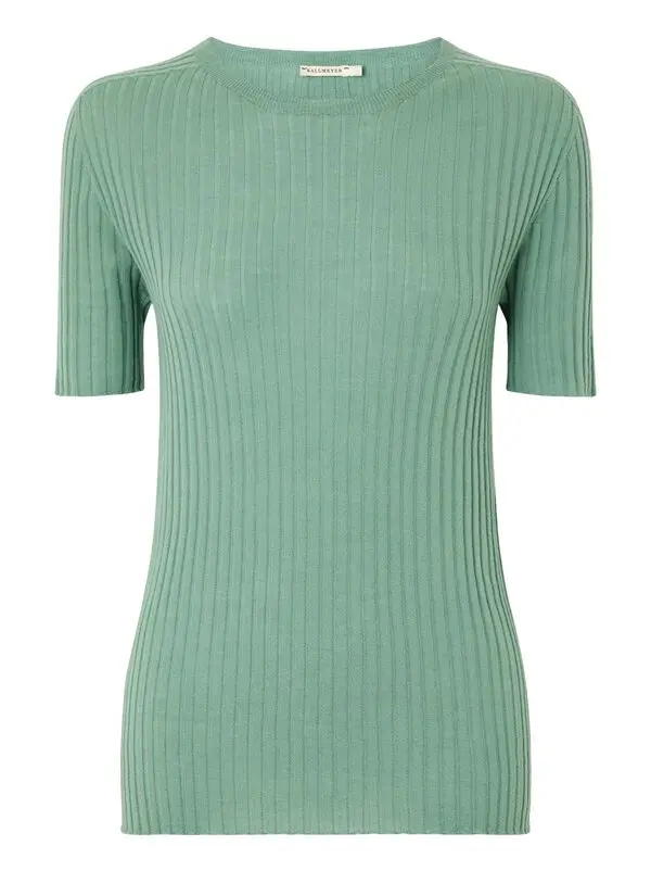 KALLMEYER Ribbed-knit Merino Wool T-shirt - Green
