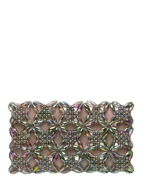 0711 TBILISI Rhea Beaded Clutch Bag - Silver