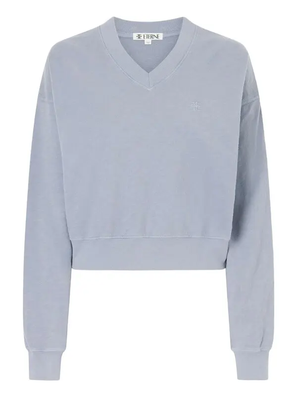 Eterne Embroidered Cotton-jersey Sweater - Blue
