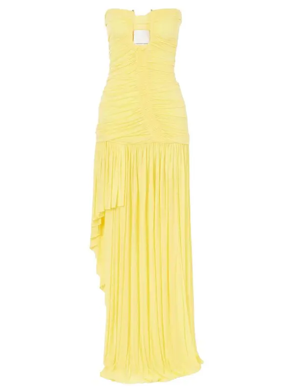 Christopher Esber Orion Strapless Ruched Gown - Yellow