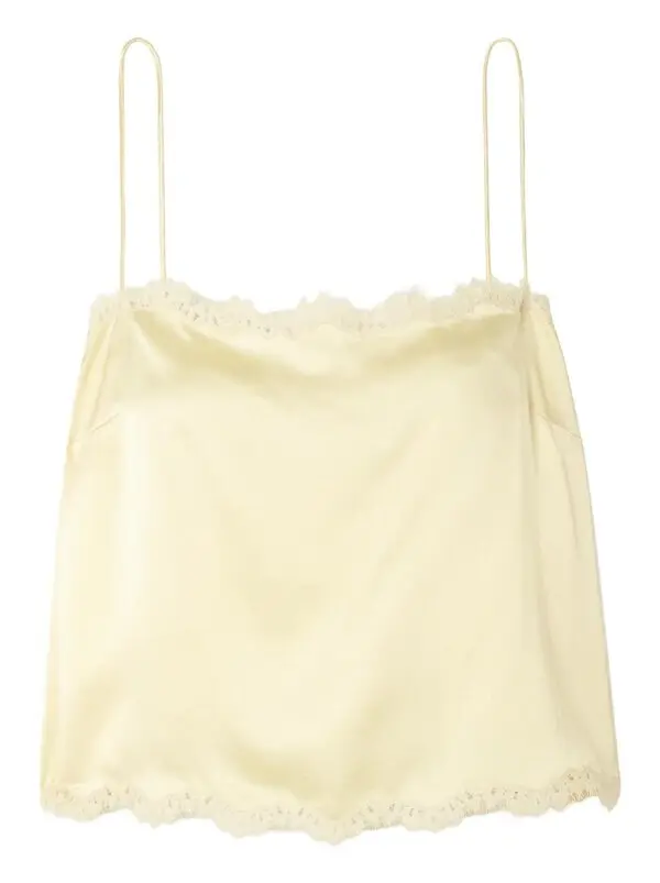 DÔEN Loure Lace-trimmed Silk-satin Top - Yellow