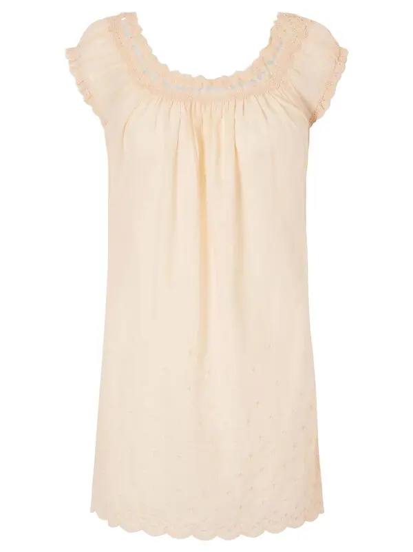DÔEN Lelia Embroidered Organic Cotton-voile Mini Dress - Orange