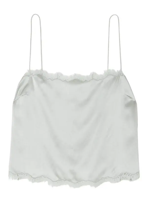 DÔEN Loure Lace-trimmed Silk-satin Top - Gray