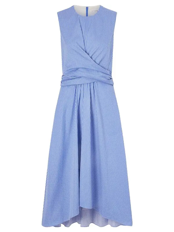 Altuzarra Penny Striped Cotton Midi Dress - Light Blue
