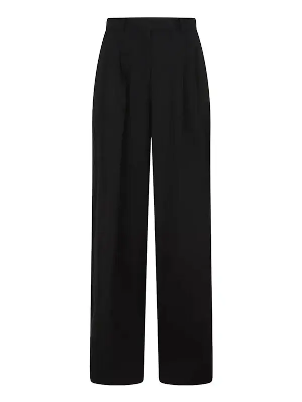 Elie Saab Pleated Wide Leg Trousers - Black
