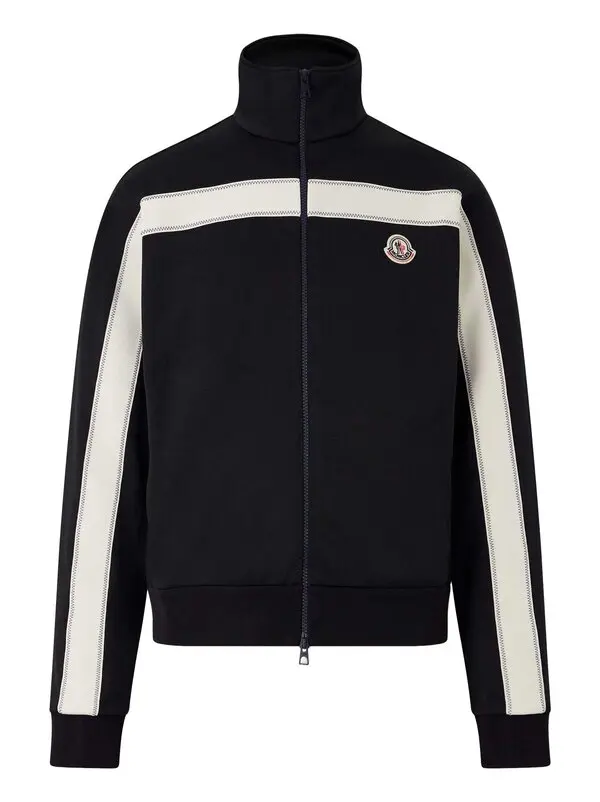 Moncler Logo-appliquéd Zip-up Jersey Cardigan - Black