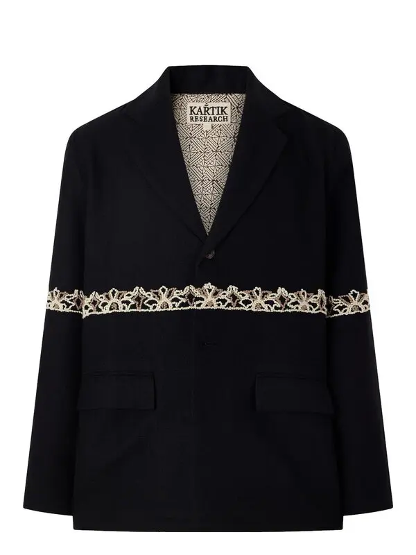KARTIK RESEARCH Embroidered Wool Blazer - Black