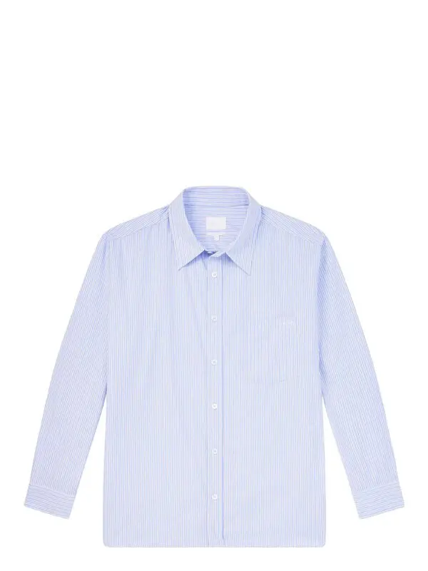 A.p.c. Malaury Logo-embroidered Striped Cotton-poplin Shirt - Blue