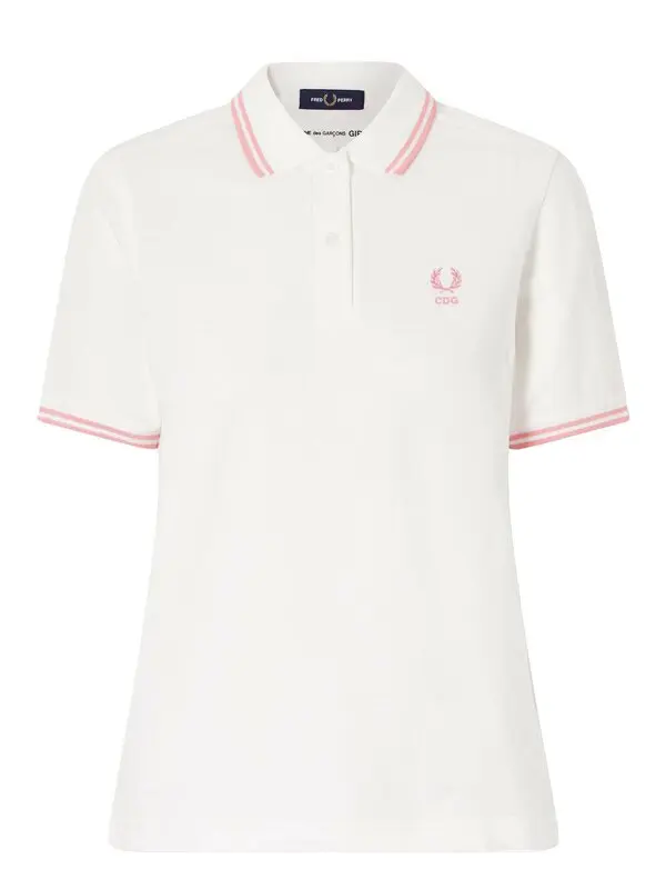 Comme Des Garçons Logo-embroidered Cotton Polo Shirt - White