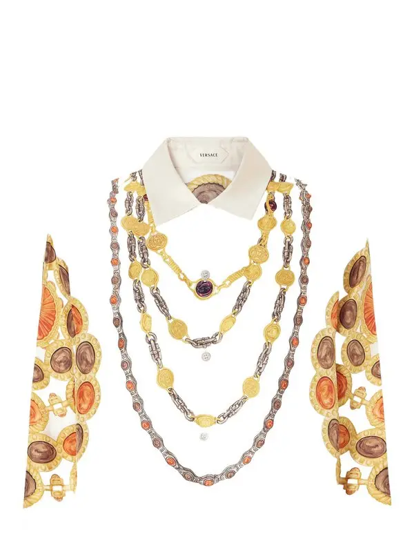 Versace Printed Silk-twill Shirt - Brown