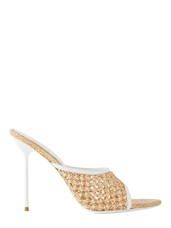 Paris Texas Lidia 105 Straw Mules With Leather Trim - Neutrals