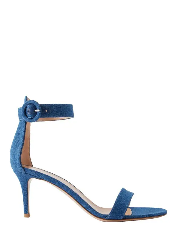 GIANVITO ROSSI Portofino 70 Denim Sandals - Blue