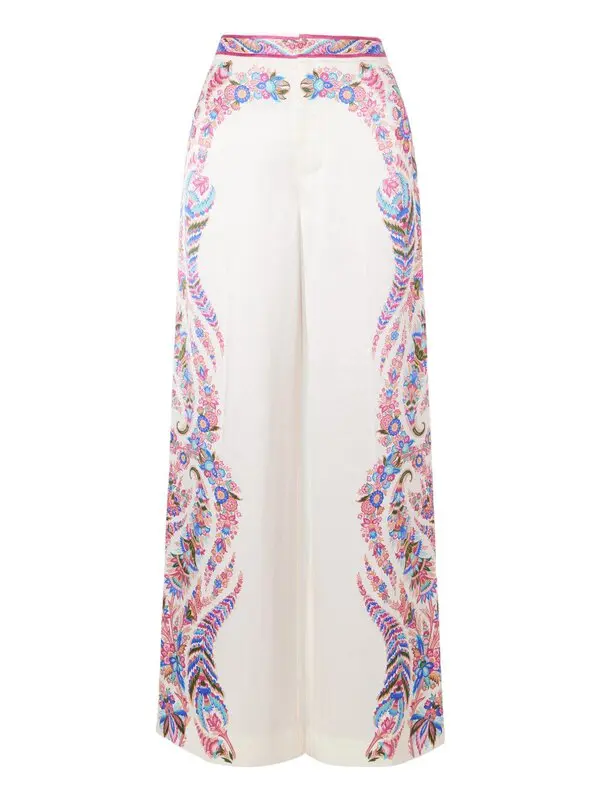 Etro Floral-print Crepe Wide-leg Pants - Multi