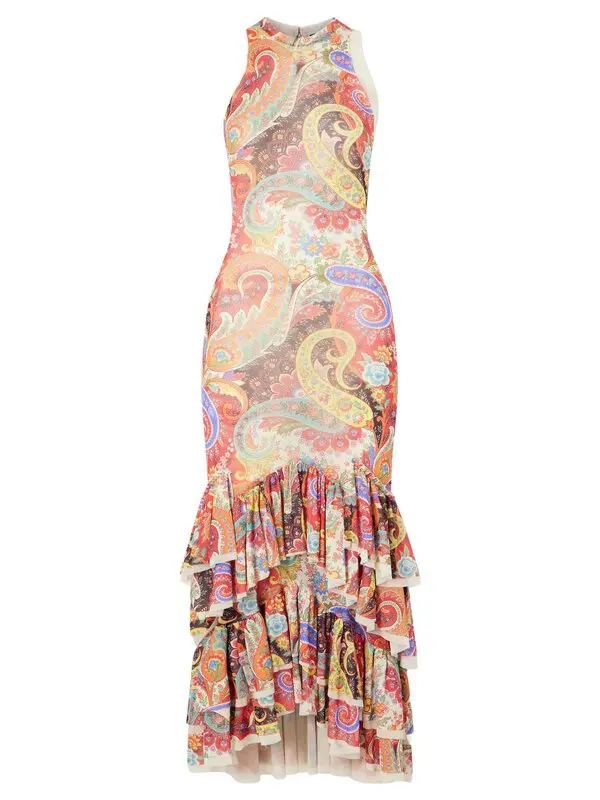 Etro Paisley-print Chiffon Midi Dress - Multi