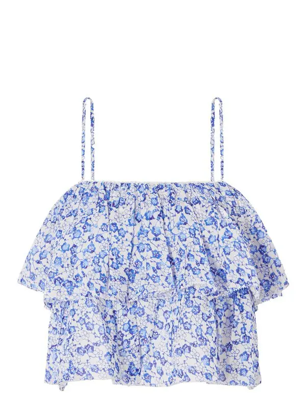 MARANT ETOILE Erisa Ruffled Floral-print Cami - Blue