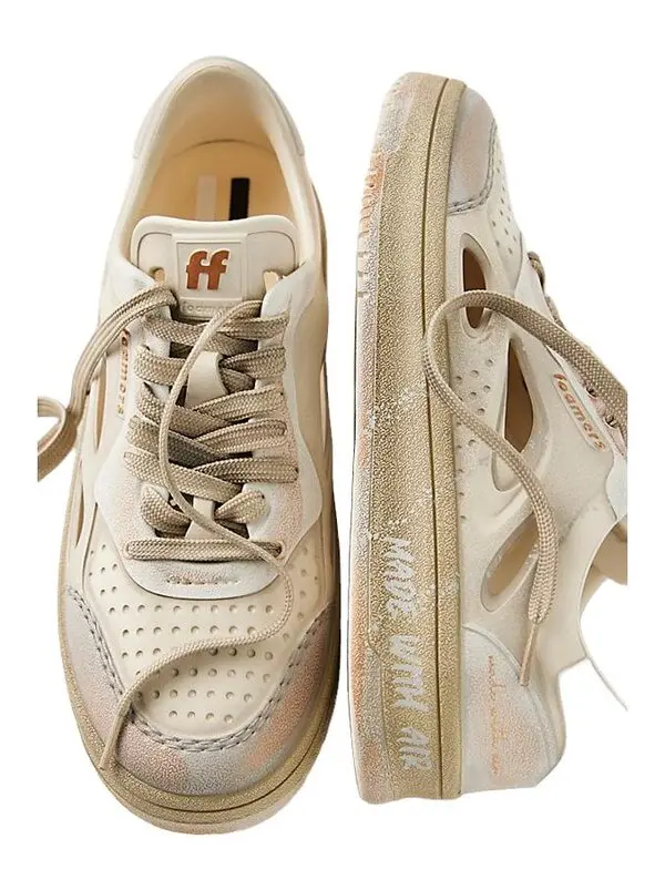 FOAMERS Icon Distressed Sneakers - Off White Grey White