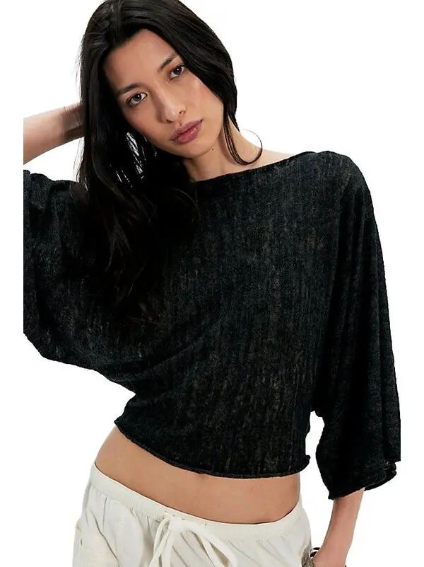 Free People Amber Breeze Off-the-shoulder Sweater - Black