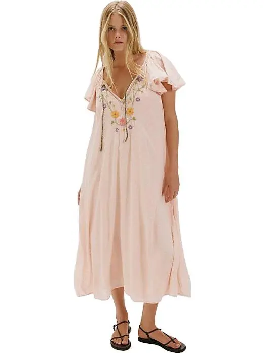 Free People Savannah Rose Midi Dress - Pink Shell