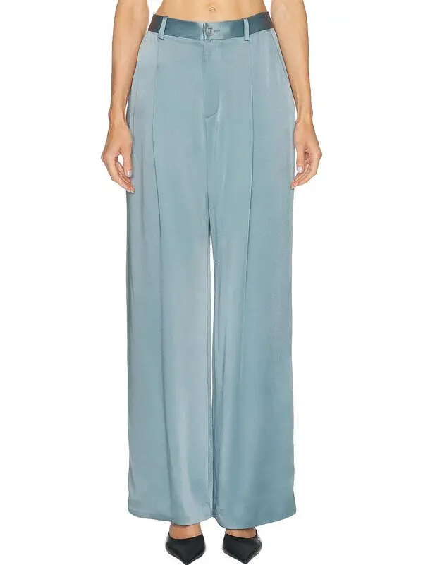 Lapointe Satin Relaxed Pleated Pant - Light Slate