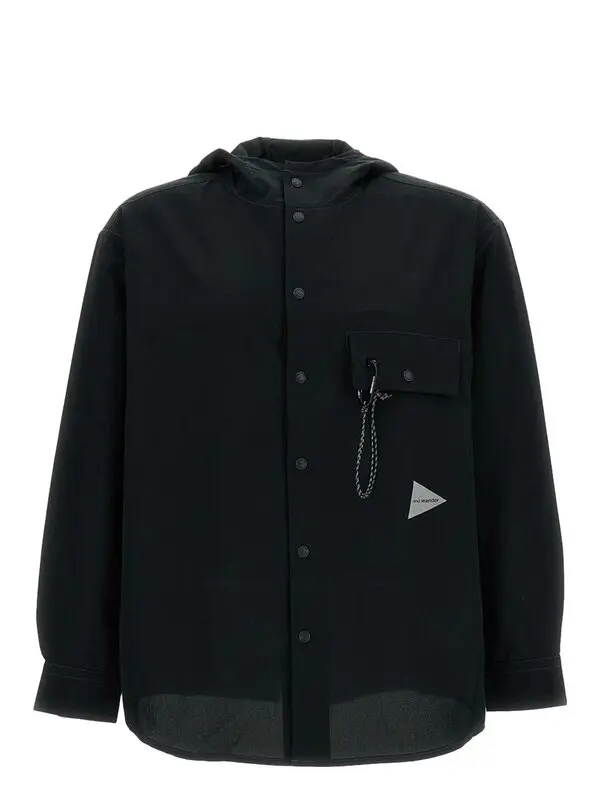 AND WANDER Water-repellent Hooded Jacket - Black