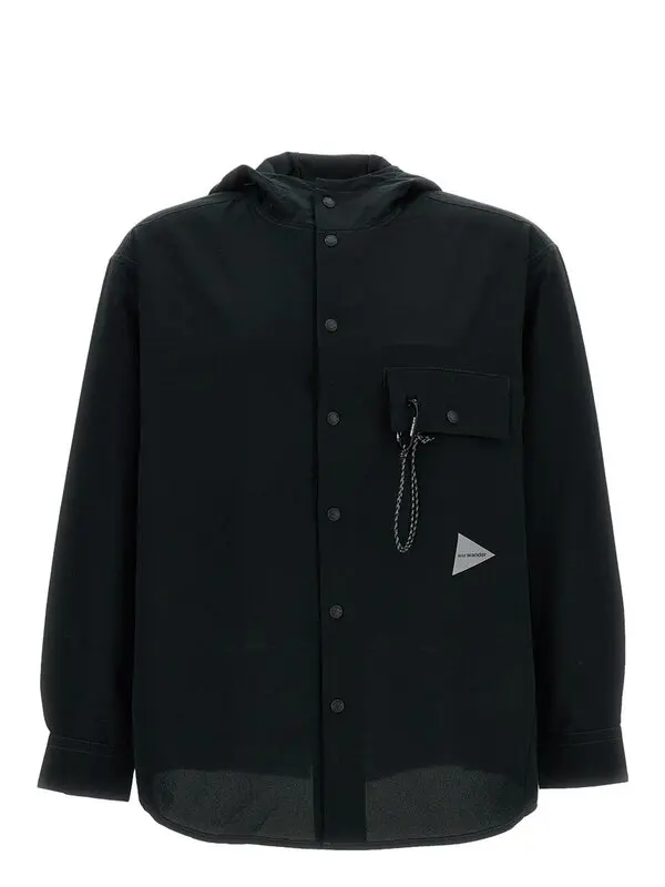 AND WANDER Water-repellent Hooded Jacket - Nero