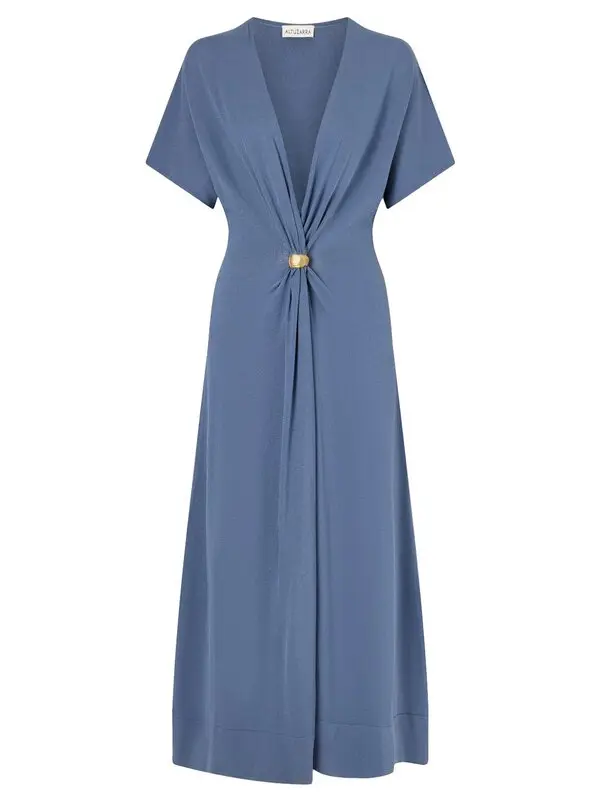 Altuzarra Rena Embellished Gathered Jersey Maxi Dress - Blue