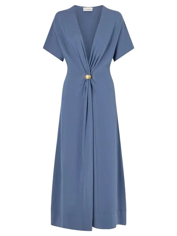 Altuzarra Rena Embellished Gathered Jersey Maxi Dress - Light Blue